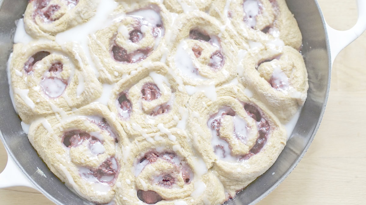 Whole Grain Lemon Raspberry Sourdough Sweet Rolls - Grains & Greens Kitchen